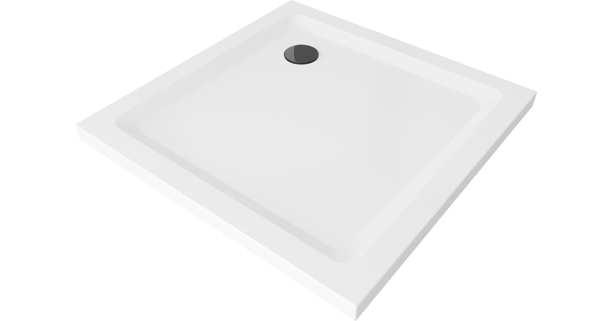 Mexen Flat cadă de duș pătrată slim 90 x 90 cm, albă, sifon negru ...