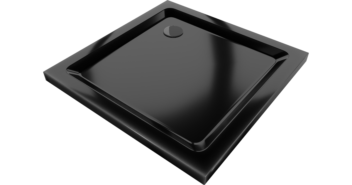 Mexen Flat cadă de duș pătrată slim 90 x 90 cm, negru, sifon negru ...